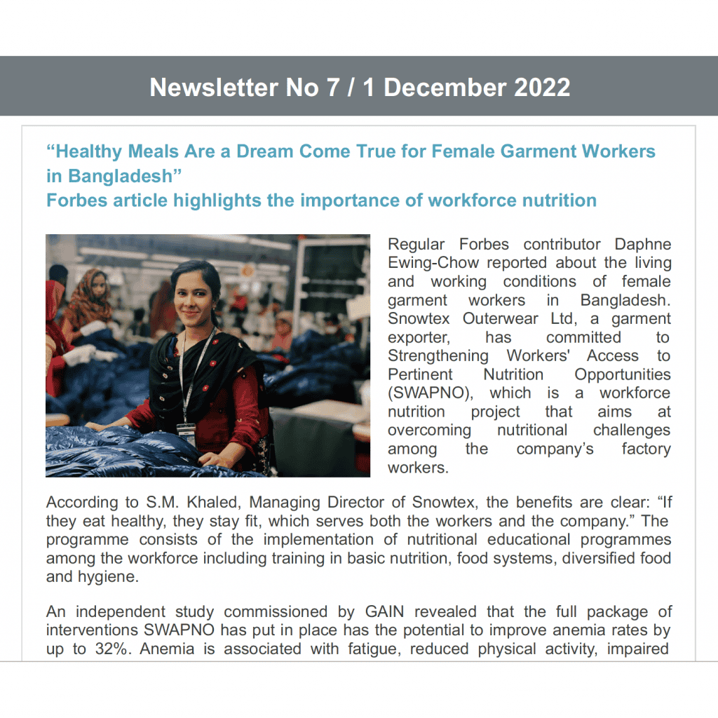Workforce Nutrition Newsletter No.7 – Workforce Nutrition Alliance