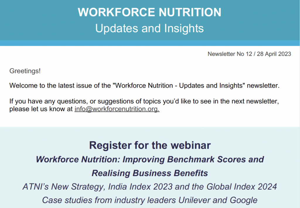 Newsletters - Workforce Nutrition Alliance