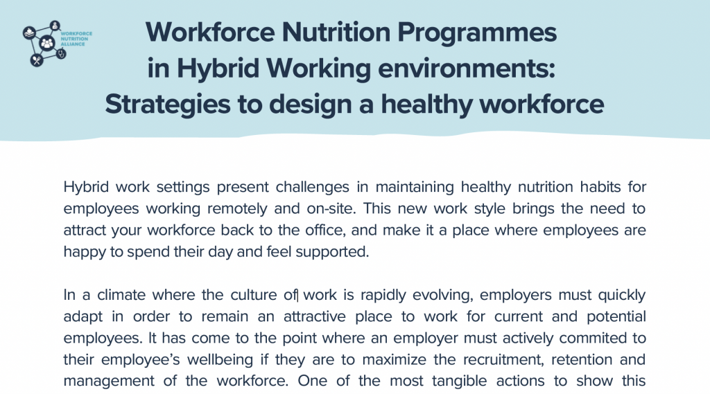 Workforce Nutrition Programmes in Hybrid Working environments ...