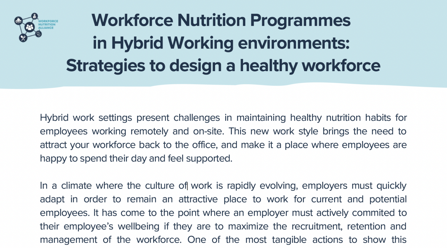 Workforce Nutrition Programmes in Hybrid Working environments ...