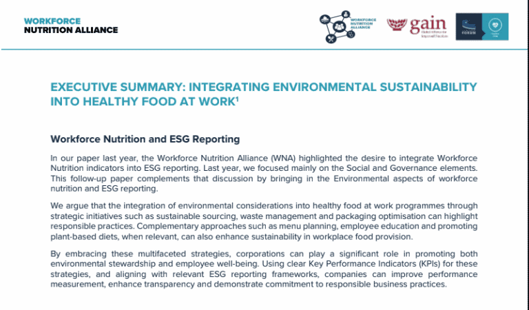 Integrating environmental sustainability into Healthy Food at Work ...