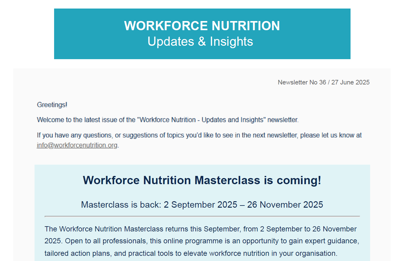 Newsletters - Workforce Nutrition Alliance