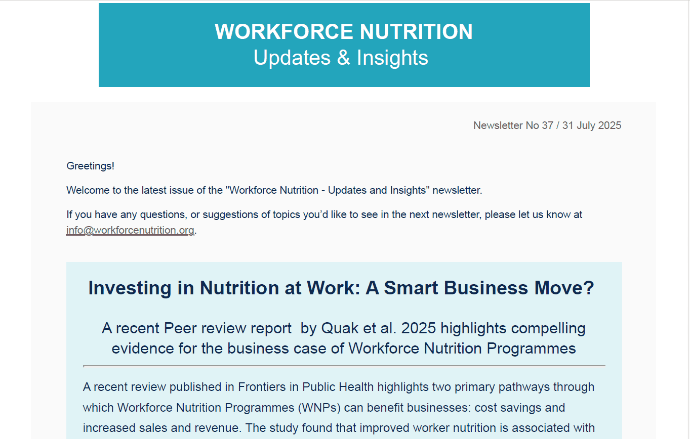All Posts About NEWSLETTERS | Workforce Nutrition Alliance