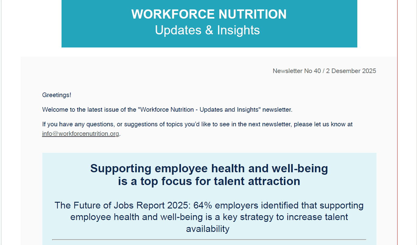 Workforce Nutrition Newsletter No.40 | Workforce Nutrition Alliance